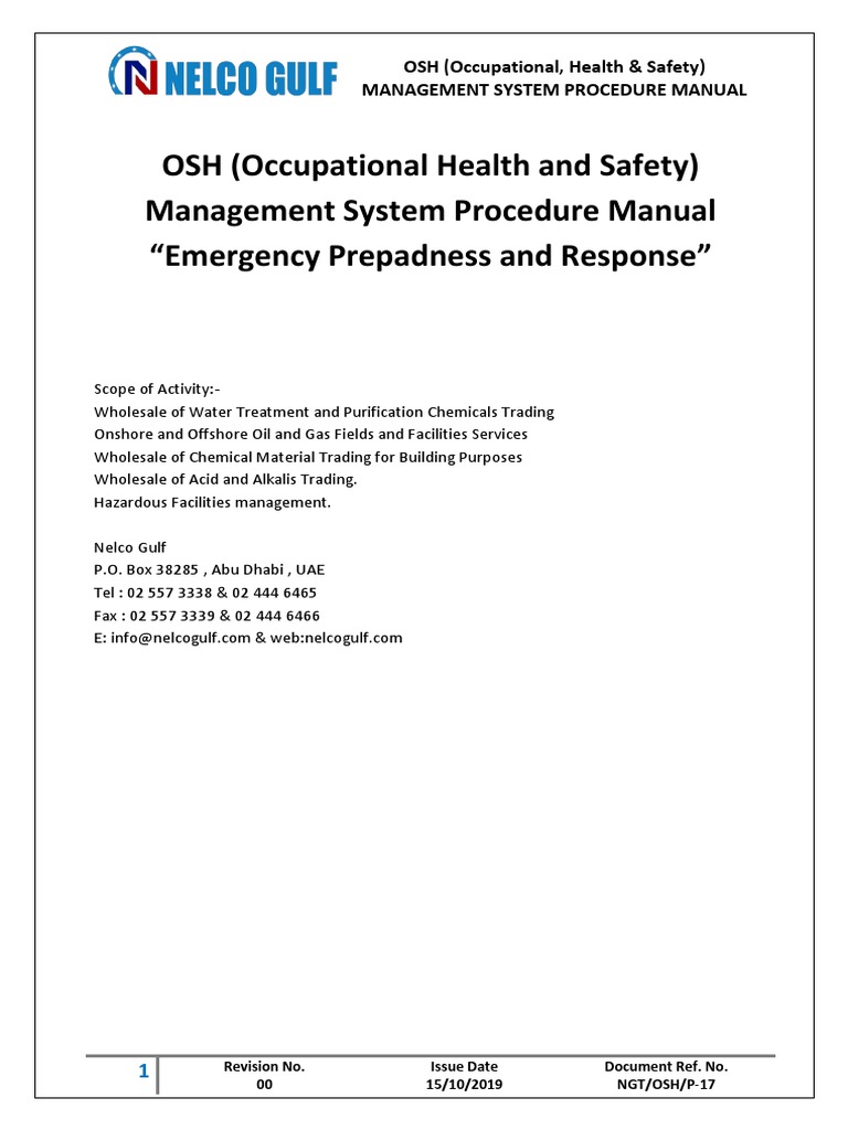 OSH (Occupational Health and Safety) Management System Procedure Manual ...