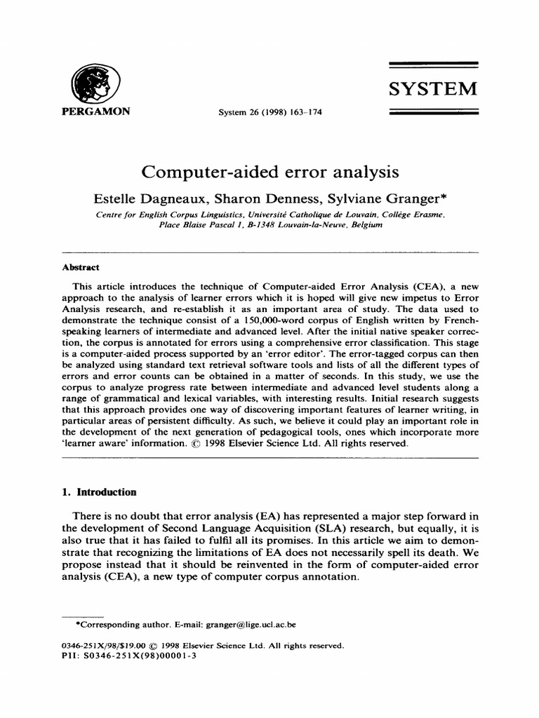 Computer Aided Error Analysis PDF | PDF | Second Language Acquisition | Semiotics