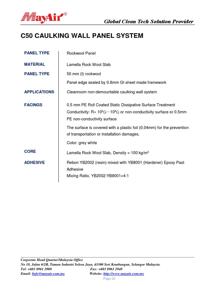 C50 Caulking Wall Panel System: Global Clean Tech Solution Provider | PDF