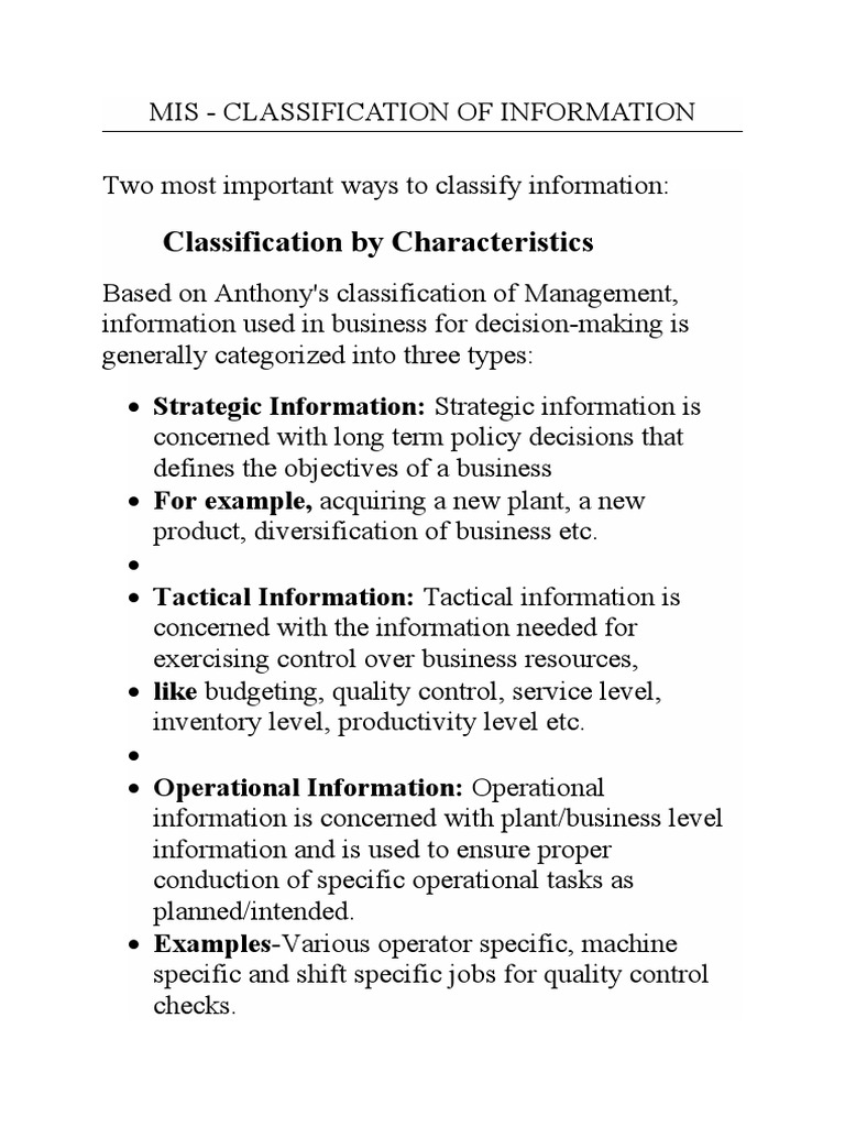 Types of Information | PDF | Information | Specification (Technical ...