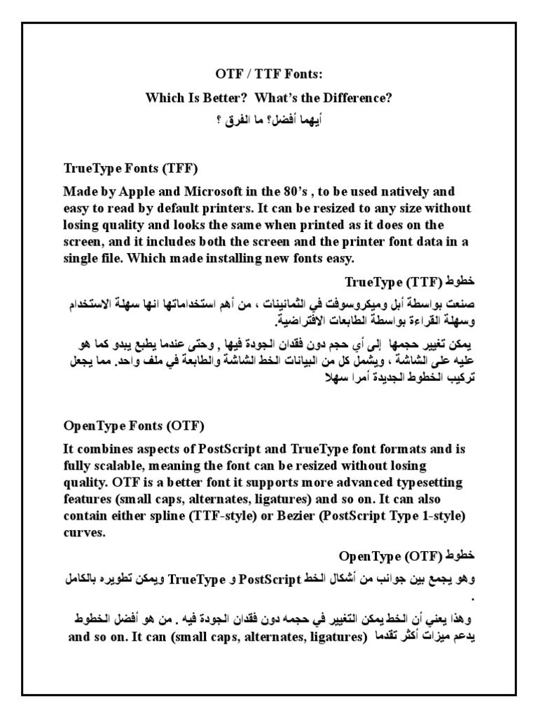 OTF and TTF Fonts | PDF