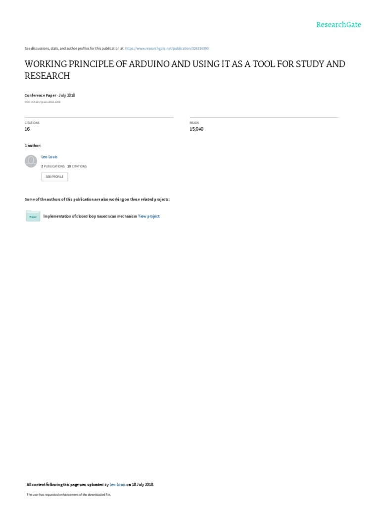 Working Principle of Arduino and Using It As A Tool For Study and ...