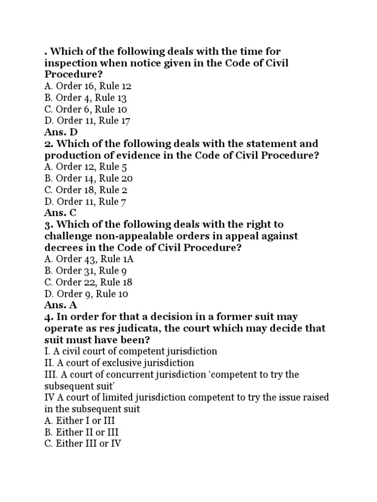 CPC MCQ | PDF | Lawsuit | Judgment (Law)