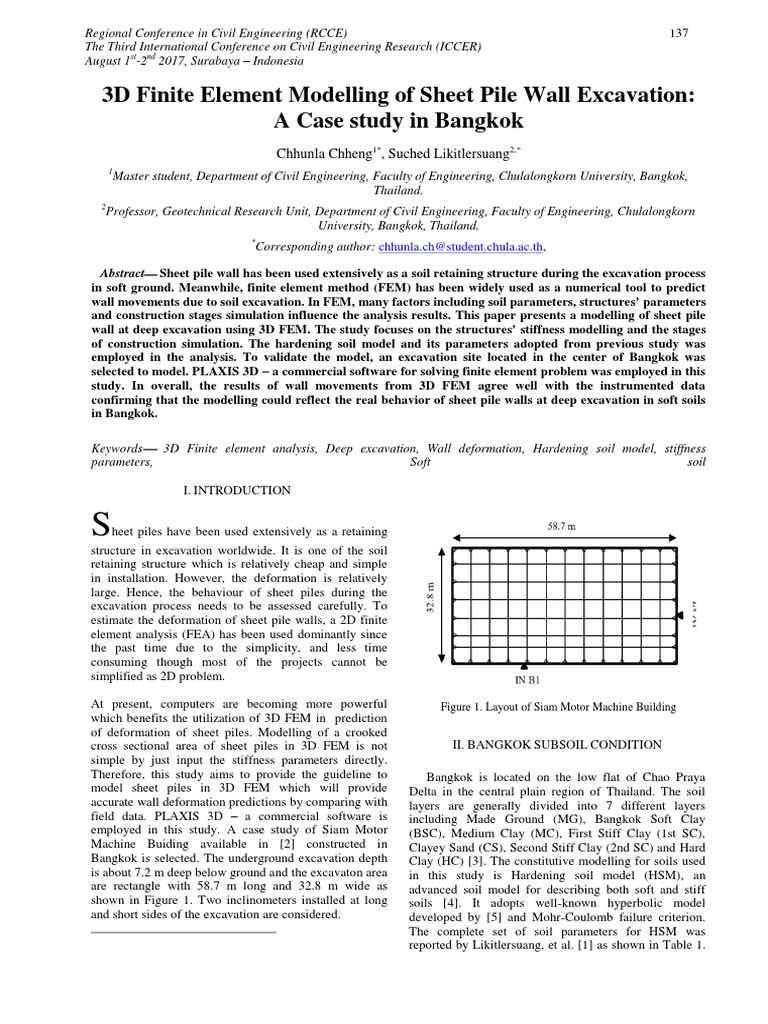 3D Finite Element Modelling of Sheet Pile Wall Excavation: A Case Study ...