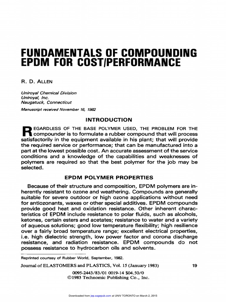 Fundamentals of Compounding Epdm For Cost - Performance | PDF ...