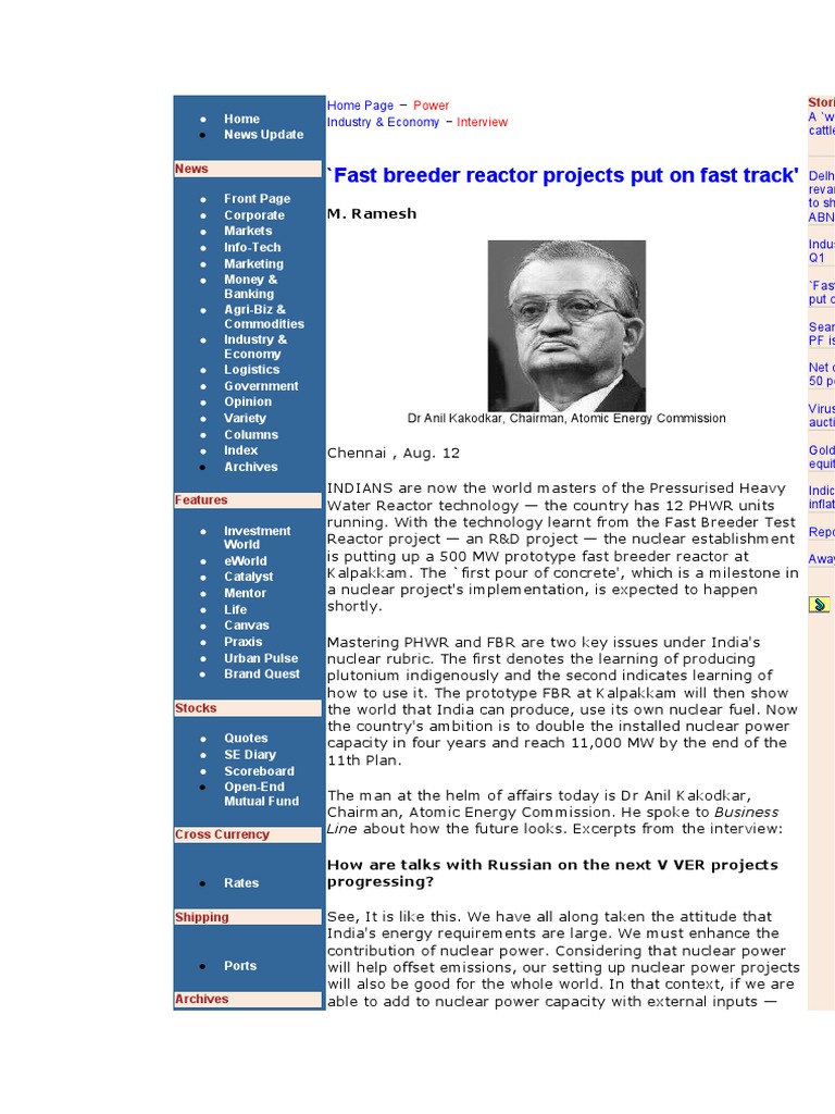 Fast Breeder Reactors | PDF | Nuclear Reactor | Nuclear Power