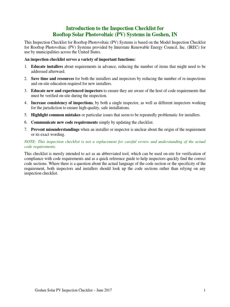 3466 - Revised Solar PV Checklist - June 2017 | PDF | Power Inverter ...
