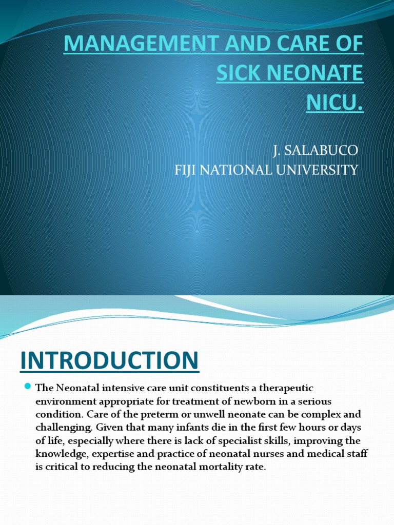 Management and Care of Sick Neonate | PDF | Neonatal Intensive Care ...