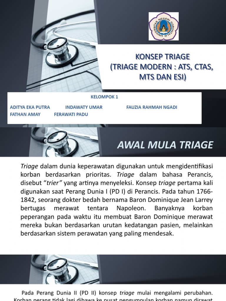 Konsep Triage (Ats Ctas, MTS, Esi) - Kelompok I | PDF