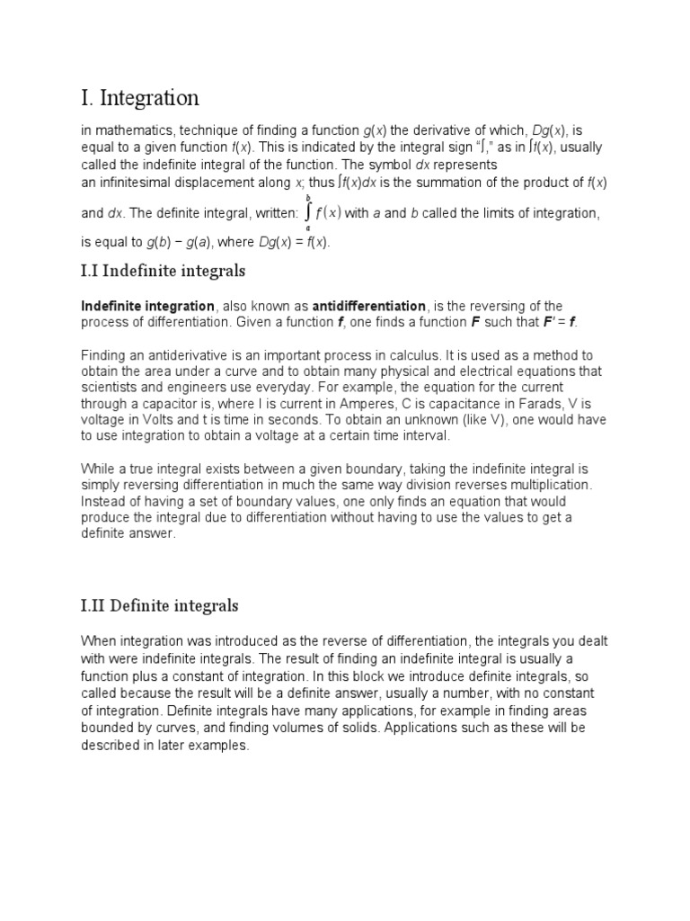 Techniques of Integration: A Guide to Finding Indefinite and Definite ...