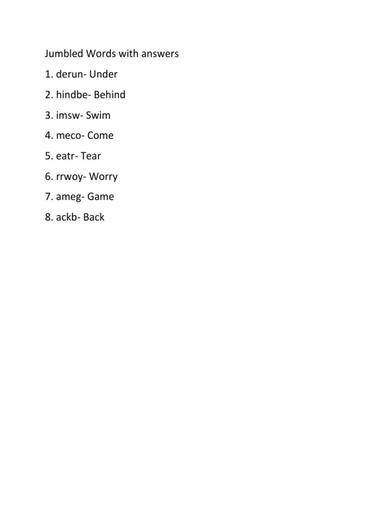 12-May-Jumbled Words With Answers | PDF