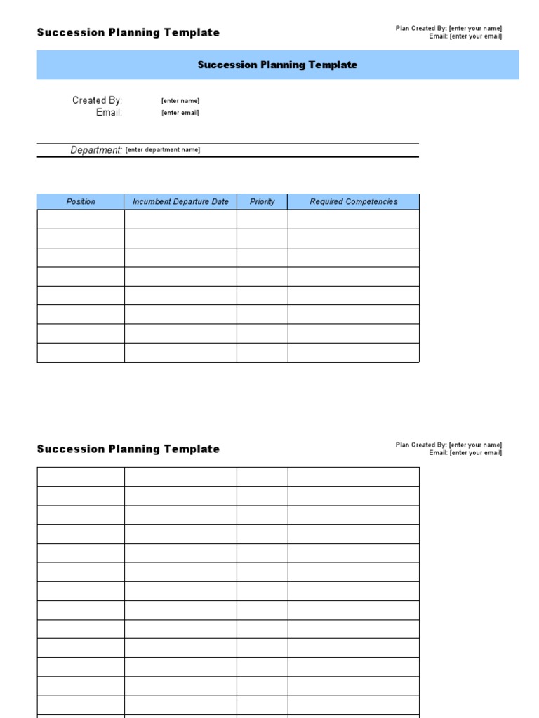 Succession Planning Template | PDF