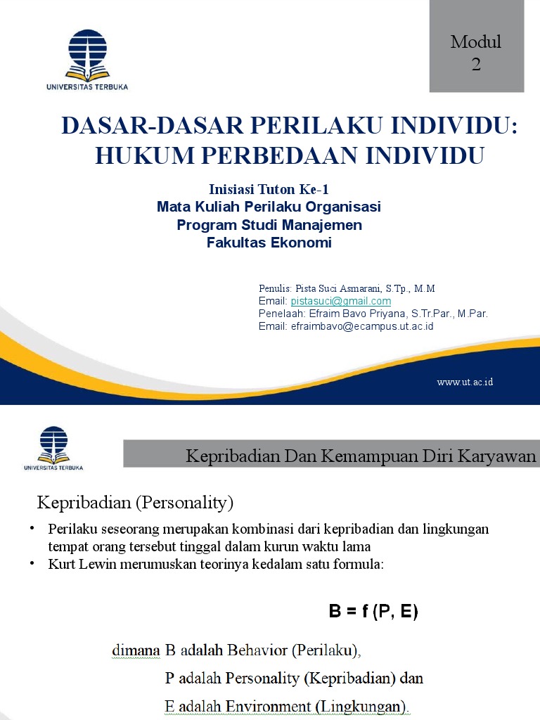 Modul 2 - Dasar-Dasar Perilaku Individu Hukum Perbedaan Individu | PDF