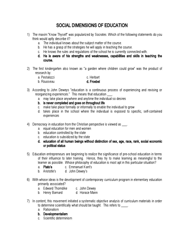 Social Dimensions of Education | PDF | Pragmatism | Philosophy Of Education