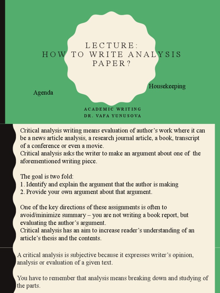 How To Write Analysis Paper?: Agenda Housekeeping | PDF | Argument ...