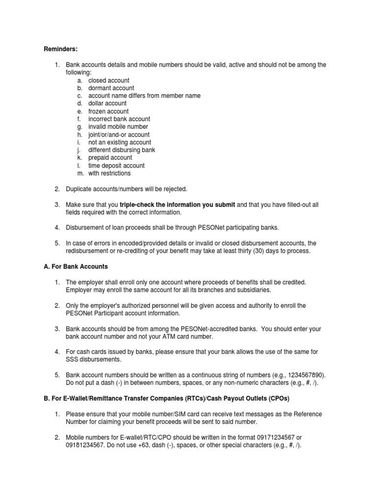 SSS Disbursement Account Enrollment Module Reminders | PDF | Mobile ...