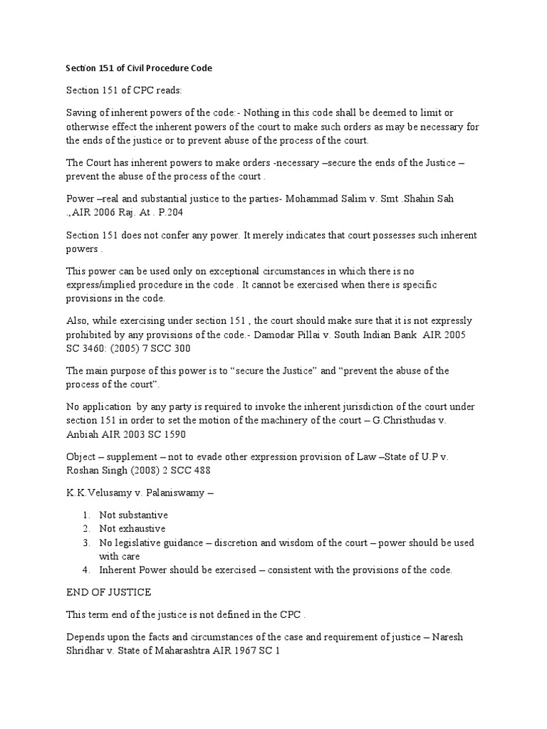 Section 151 of Civil Procedure Code | Download Free PDF | Virtue | Justice