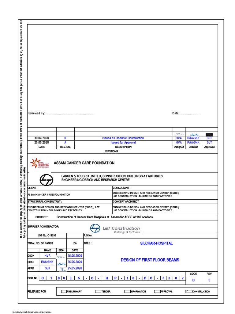 0007-SIL-019035-C-HP-16-DC-0007-R0-Design of First Floor Beams | PDF | Bending | Beam (Structure)