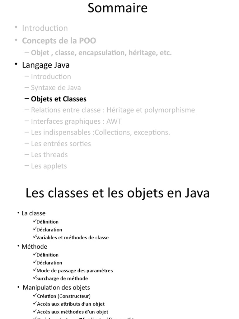 Les Classes Et Les Objets en Java | PDF | Classe (informatique ...