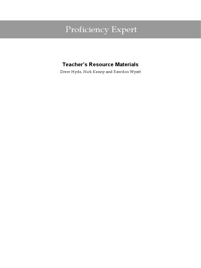 001-001 Proficiency Expert Teacher's Resource Material - Title Page PDF ...