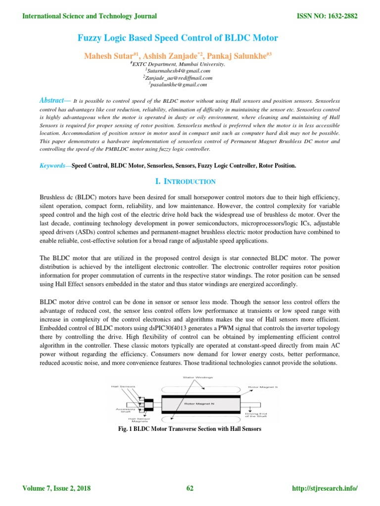 Fuzzy Logic Based Speed Control Of Bldc Motor Pdf Pdf Electric Motor Power Inverter 