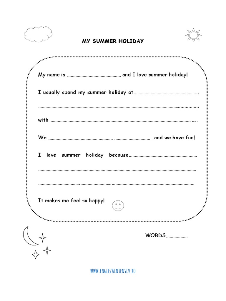 Summer Holiday Writing Practice | PDF