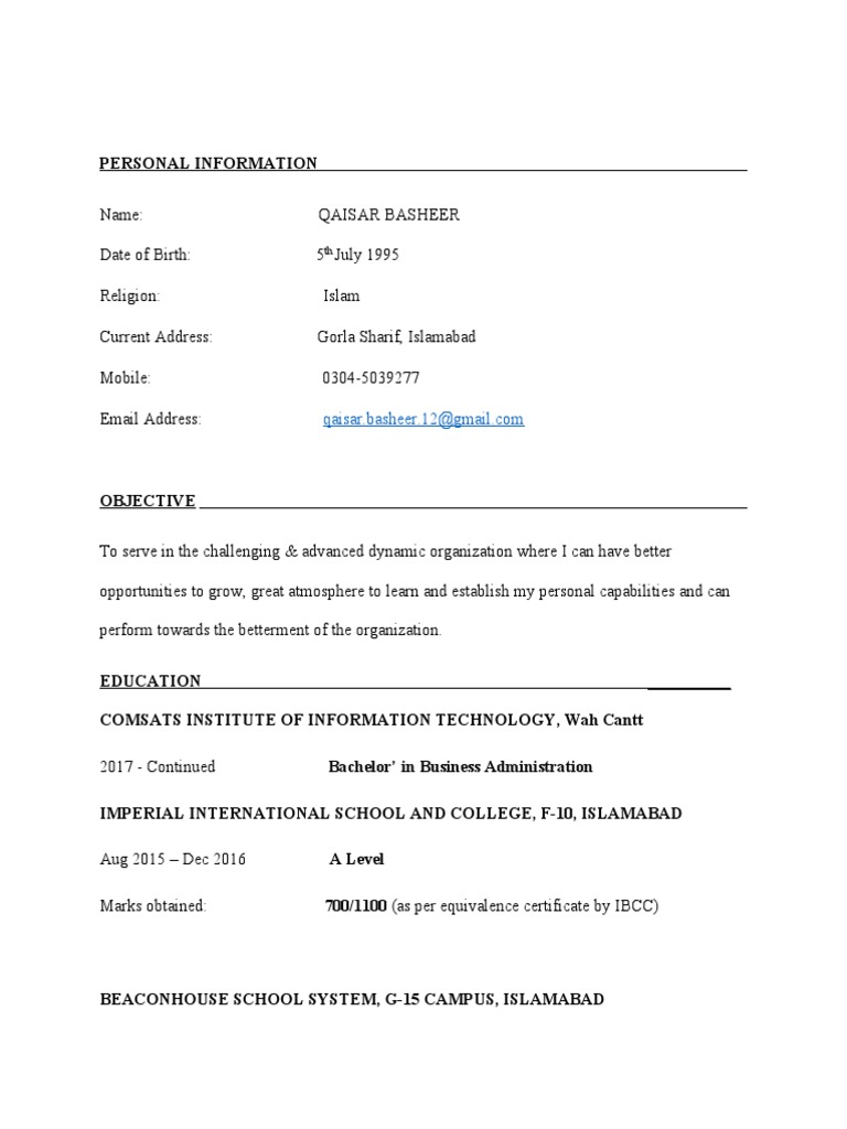 Qaisar Basheer (CV) | PDF