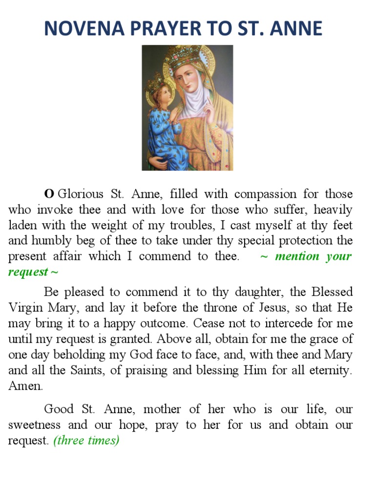 Novena Prayer To ST Anne | PDF