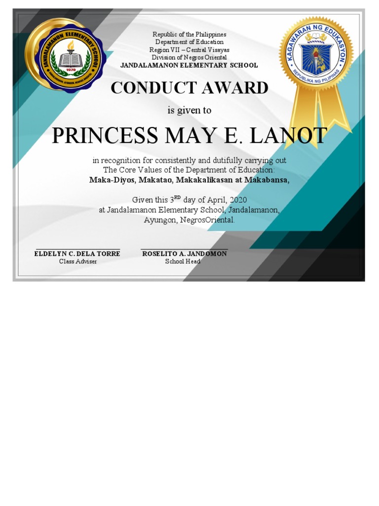 Certificate Conduct Award | PDF