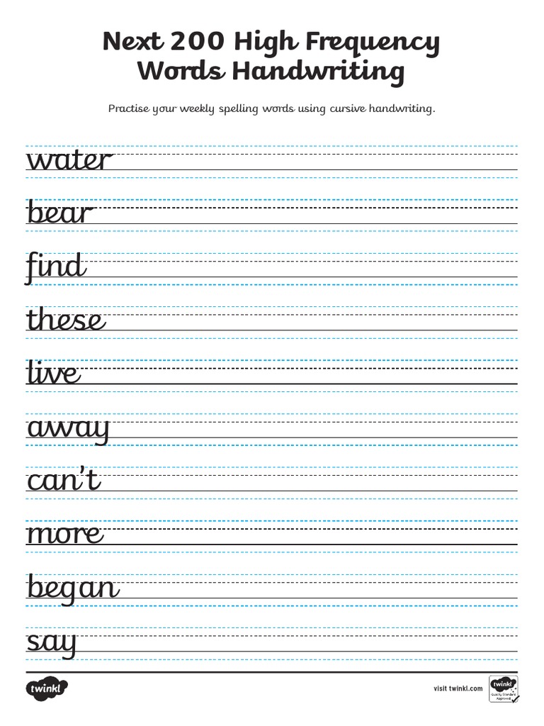 200 High Frequency Words Handwriting Activity Sheets | PDF