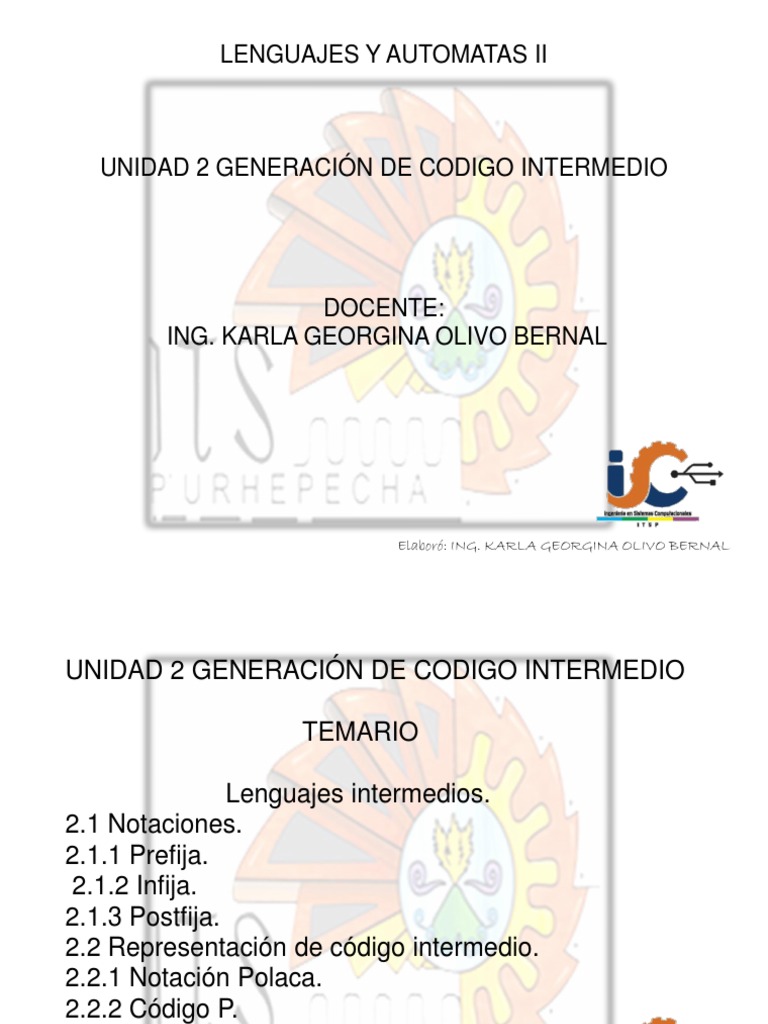 Generación de Código Intermedio en Lenguajes | PDF | Lenguaje de ...