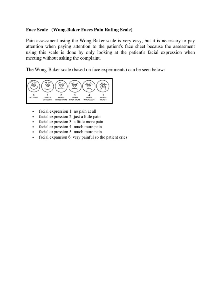 Wong-Baker Faces Pain Scale Explained | PDF | Self-Improvement | Wellness