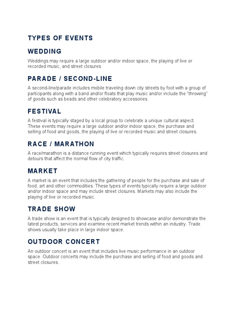 Types of Events | PDF