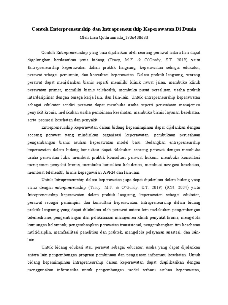 Contoh Intrapreneurship Keperawatan | PDF | Karier & Perkembangan ...