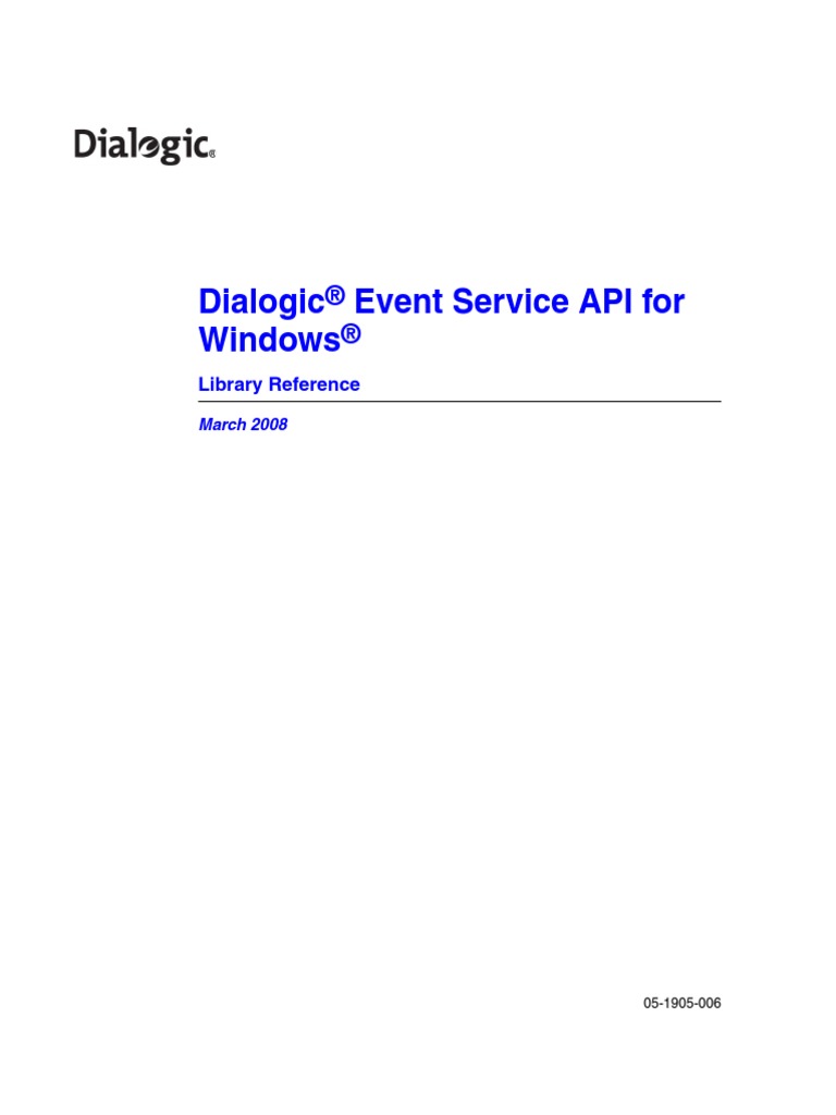 Dialogic Event Service API For Windows: Library Reference | PDF | Application Programming ...