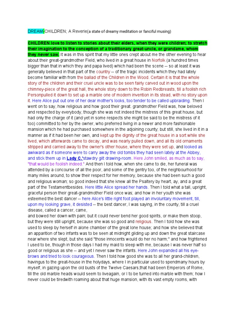 Lecture#7 - Dream Children - Text | PDF