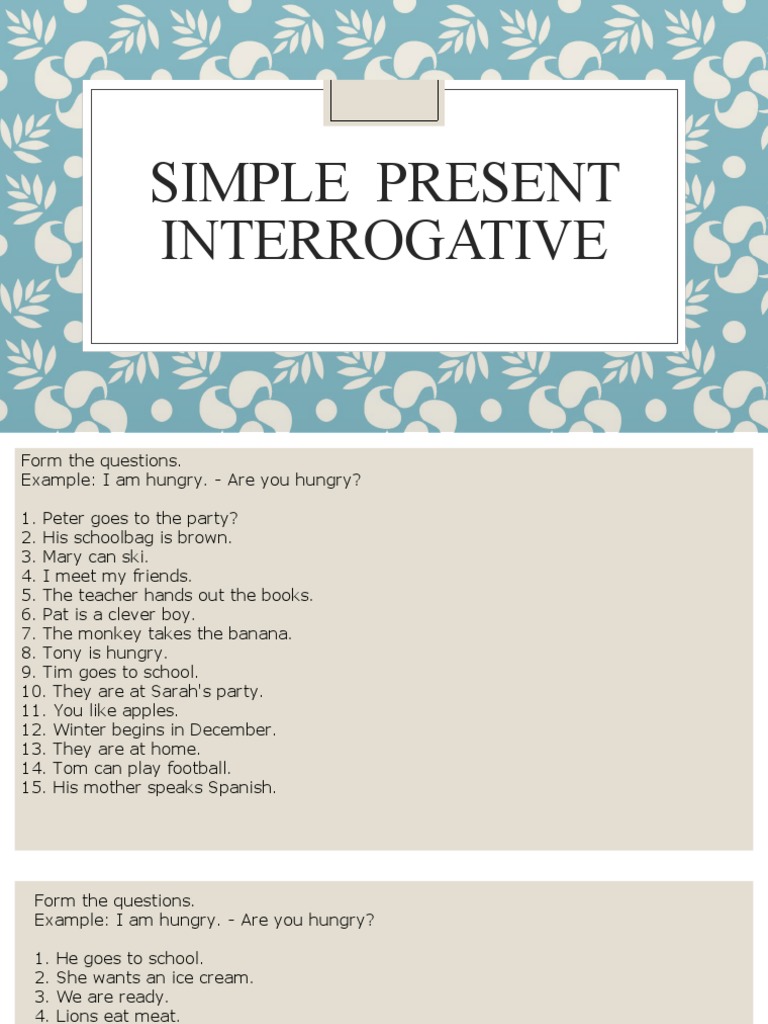 Simple Present Interrogative | PDF | Language Arts & Discipline ...