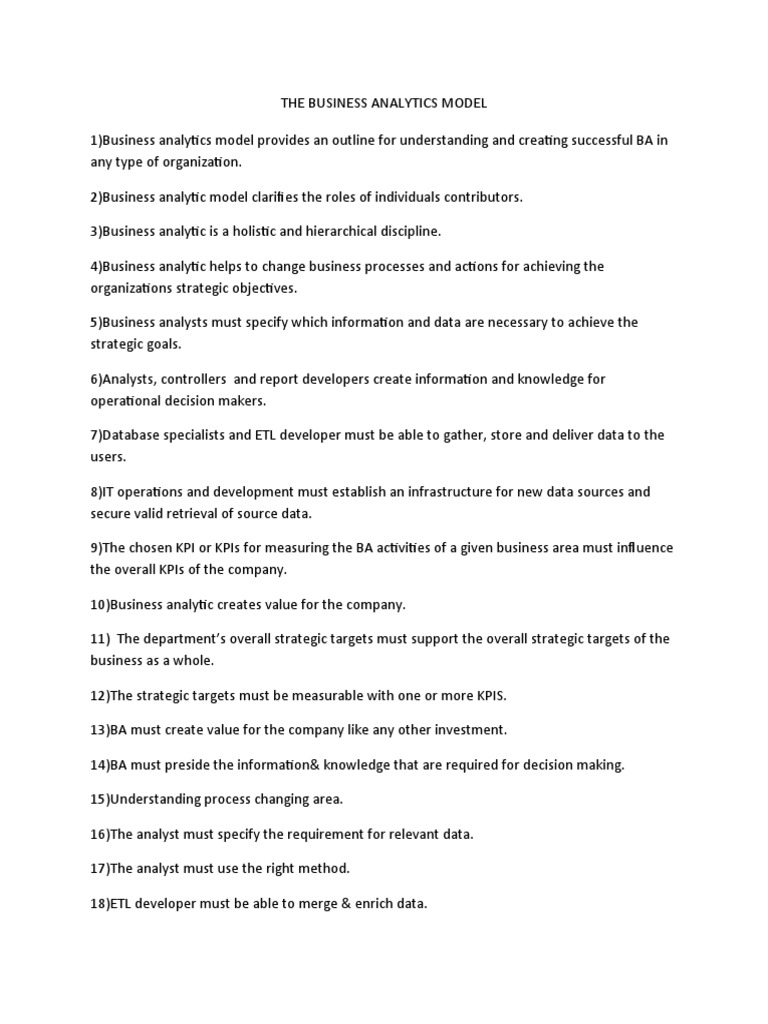 The Business Analytics Model 1 | PDF | Analytics | Databases