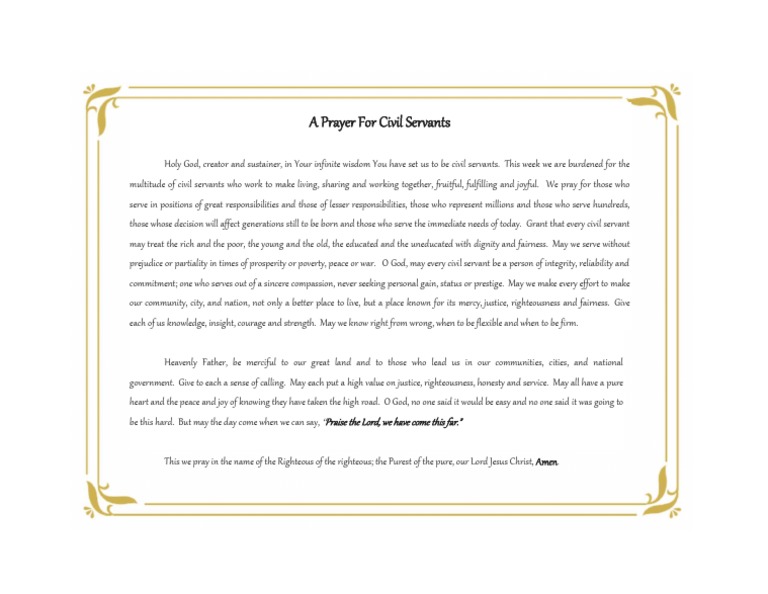 A Prayer For Civil Servants | PDF
