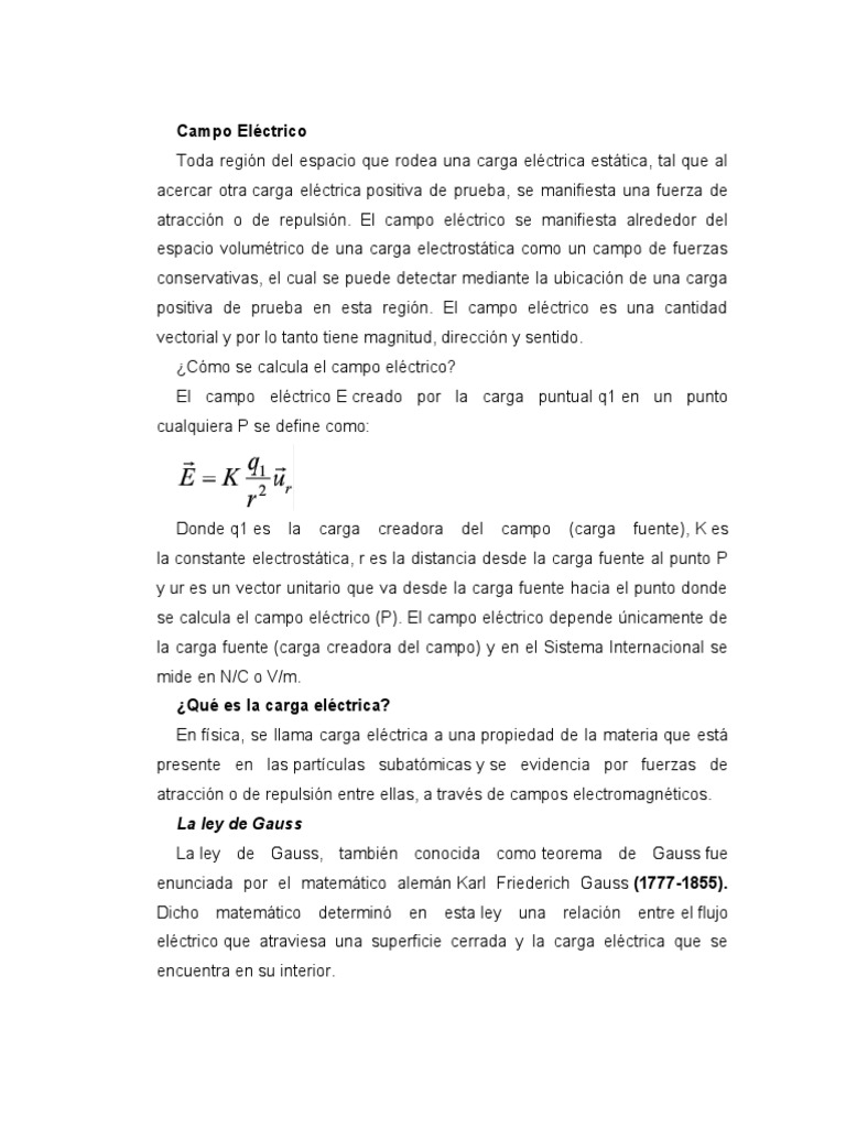 Campo Eléctrico Fisica | PDF | Campo eléctrico | Carga eléctrica