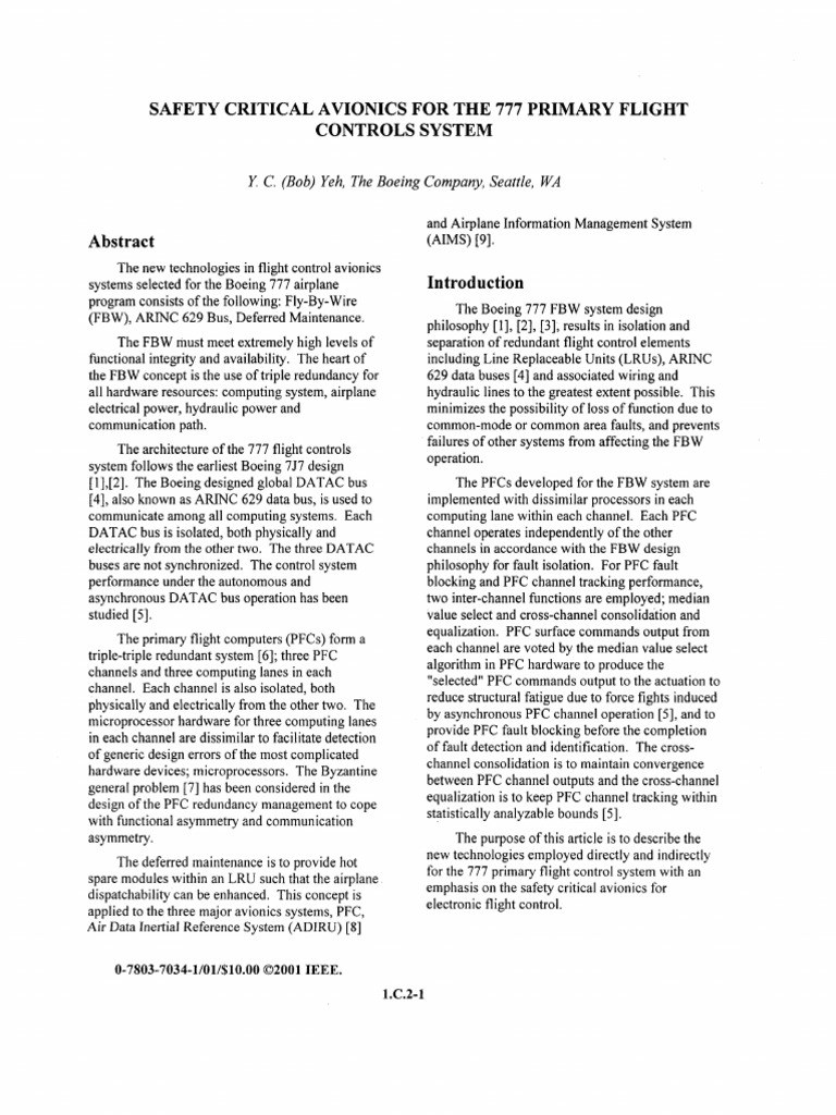 SAFETY CRITICAL AVIONICS FOR THE 777 PFC System | PDF | Aircraft Flight ...