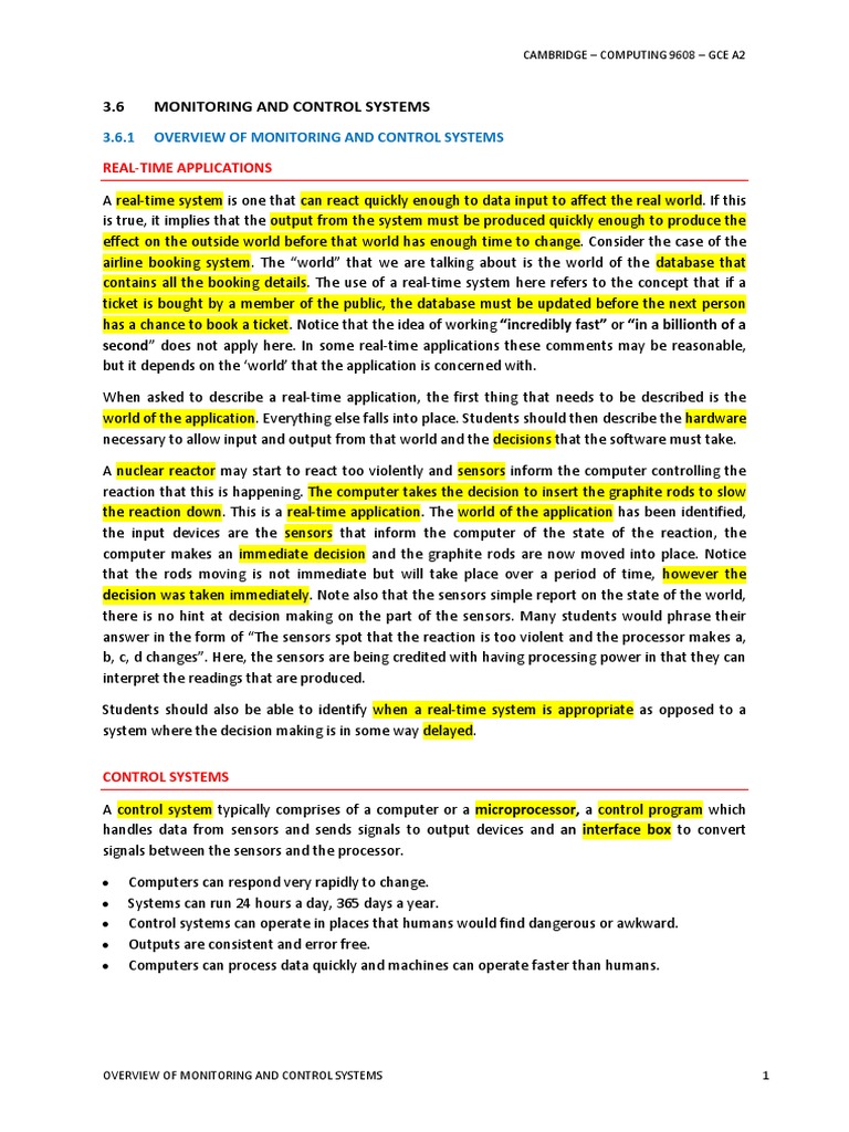 Overview of Monitoring & Control Systems | PDF | Sensor | Analogue ...