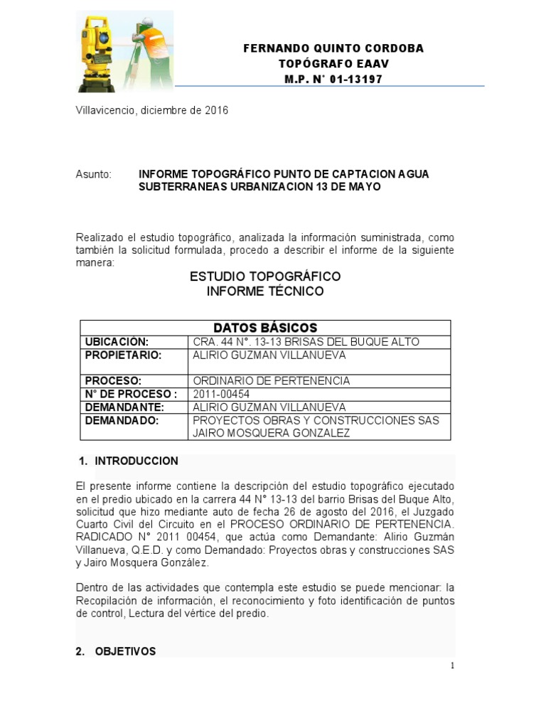 Informe Topografico Final Raul Perito | PDF | Visualización (Gráficos) | Topografía