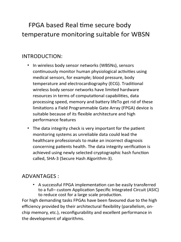 FPGA Based Real Time Secure Body Temperature Monitoring Suitable For ...