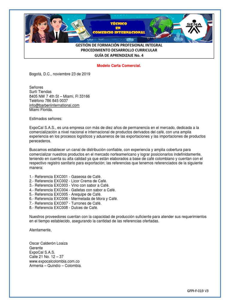 Comint - Guía No. 4 - Modelo Carta Comecial | PDF