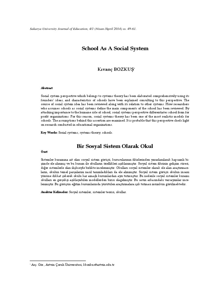 School As A Social System PDF | PDF | System | Leadership