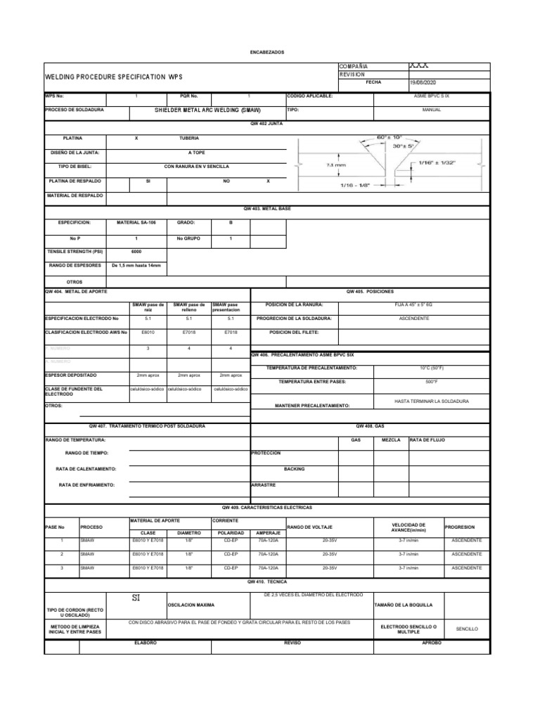 Formato WPS | PDF | Electrodo | Soldadura