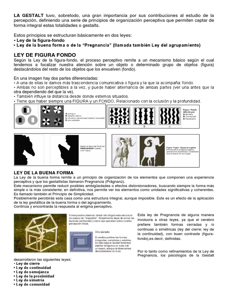 Leyes de La Gestalt | Descargar gratis PDF | Psicología experimental | Percepción