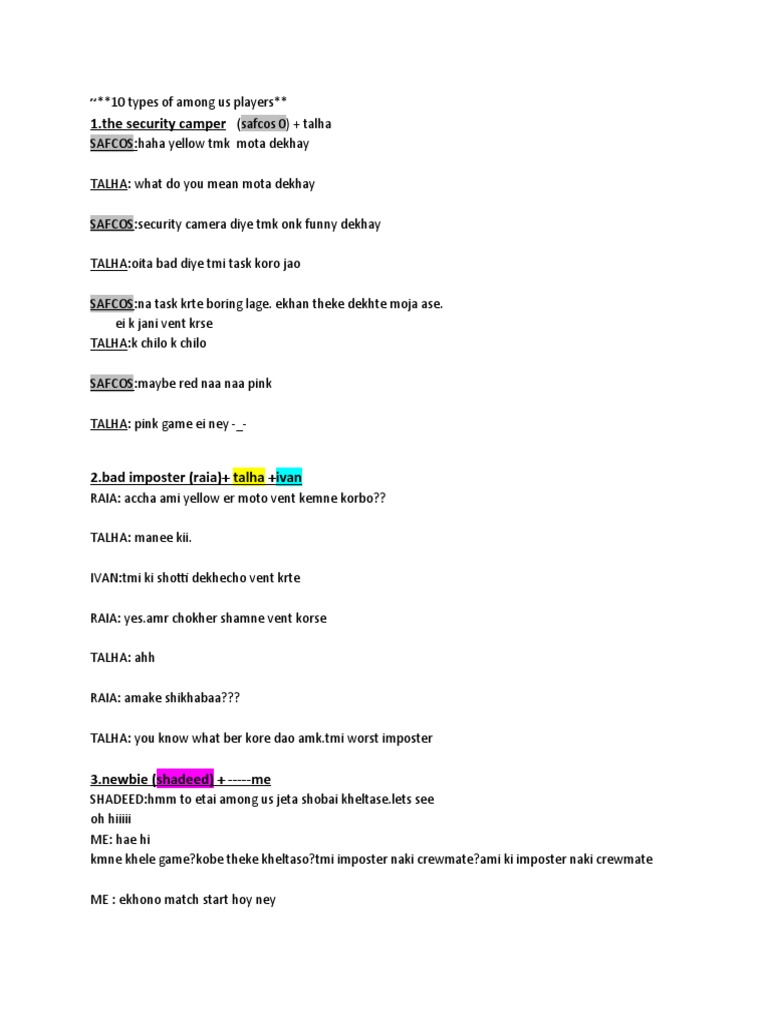 10 Types of Among Us Players | PDF