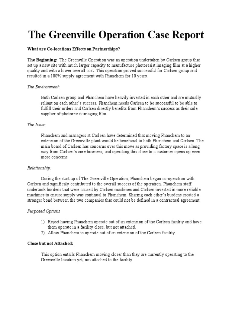 Greenville Plant Co-location Impact | PDF | Risk | Customer
